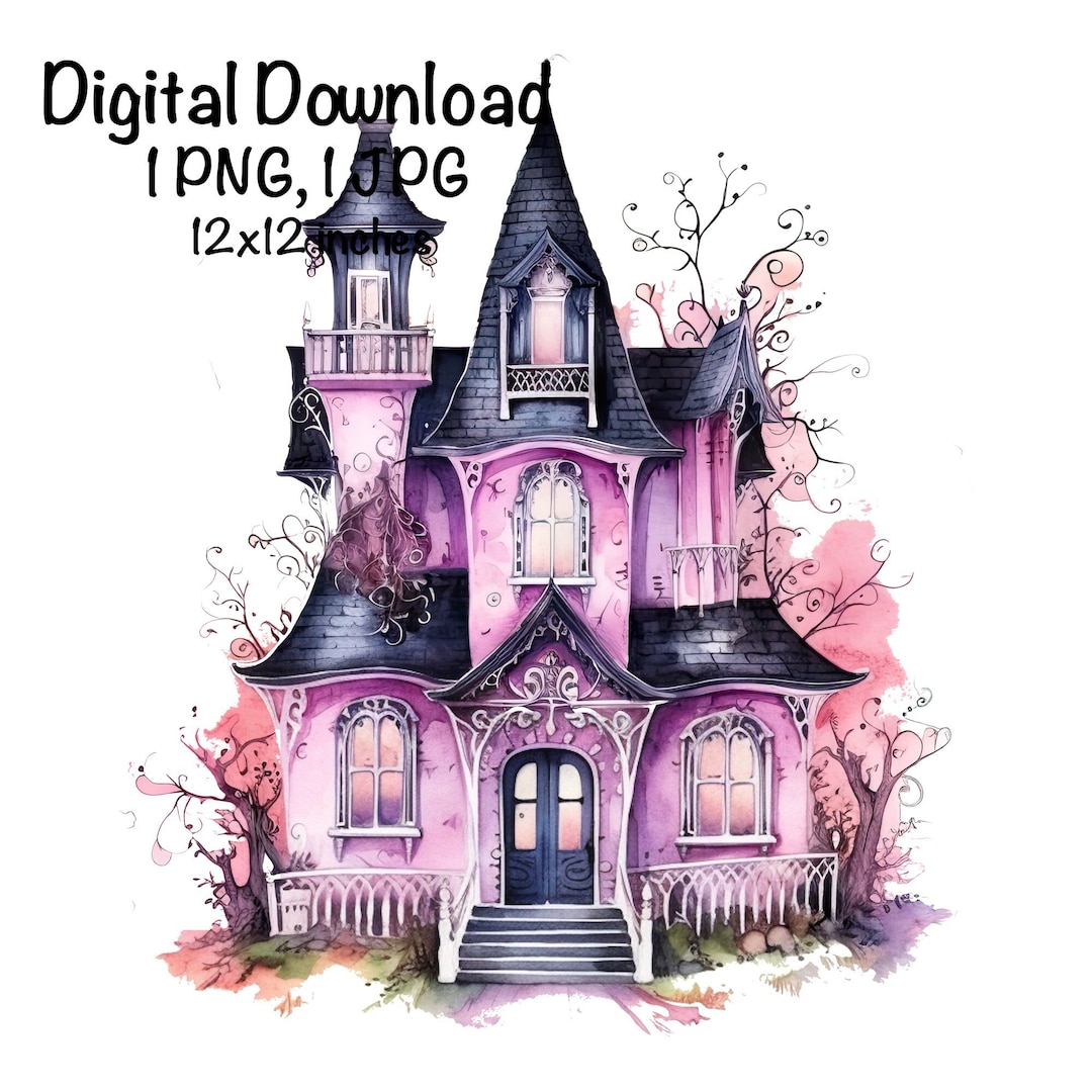 Pink Haunted House PNG, Pink Halloween Sublimation, Halloween Horror ...