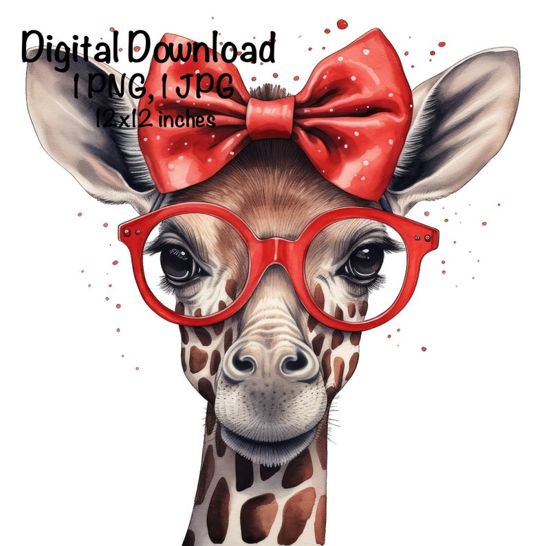 Funny Giraffe PNG, Cute Giraffe PNG Sublimation, Giraffe Wearing ...