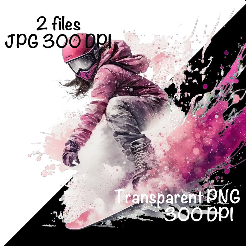 Snowboarding Watercolor, Winter Snowboard Girls Clipart Snowboarding ...