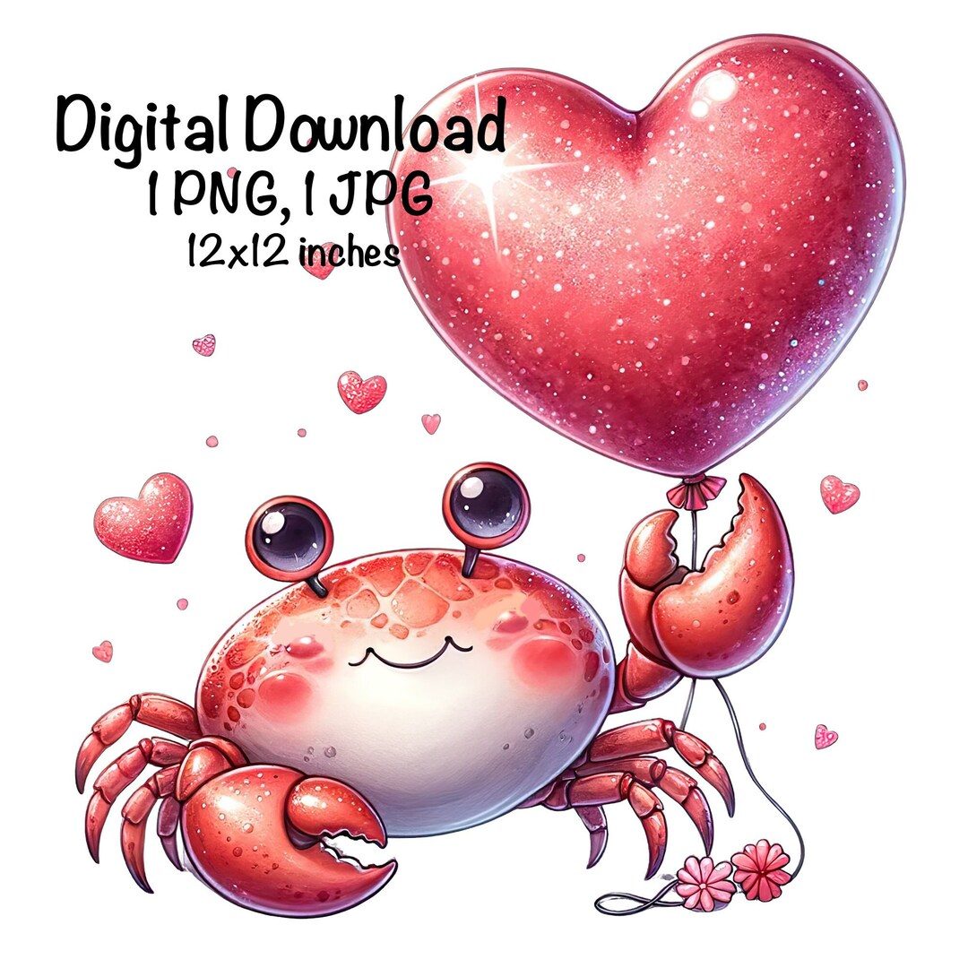 Valentine's Day Crab PNG Ocean Sea Animals Crab PNG Happy Valentines ...