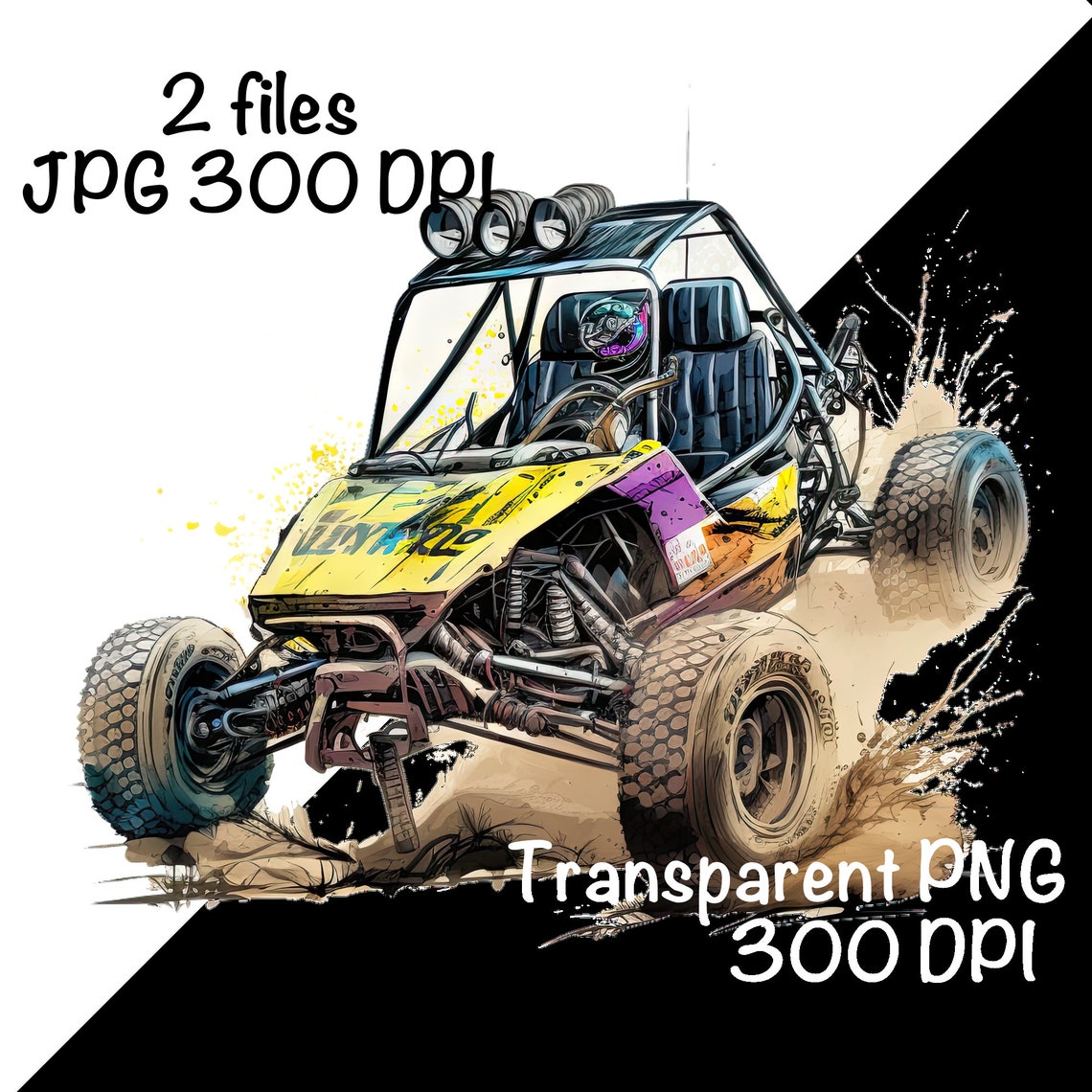 Offroad Buggy Watercolor Monster Truck Boys Clipart Off-road - Etsy