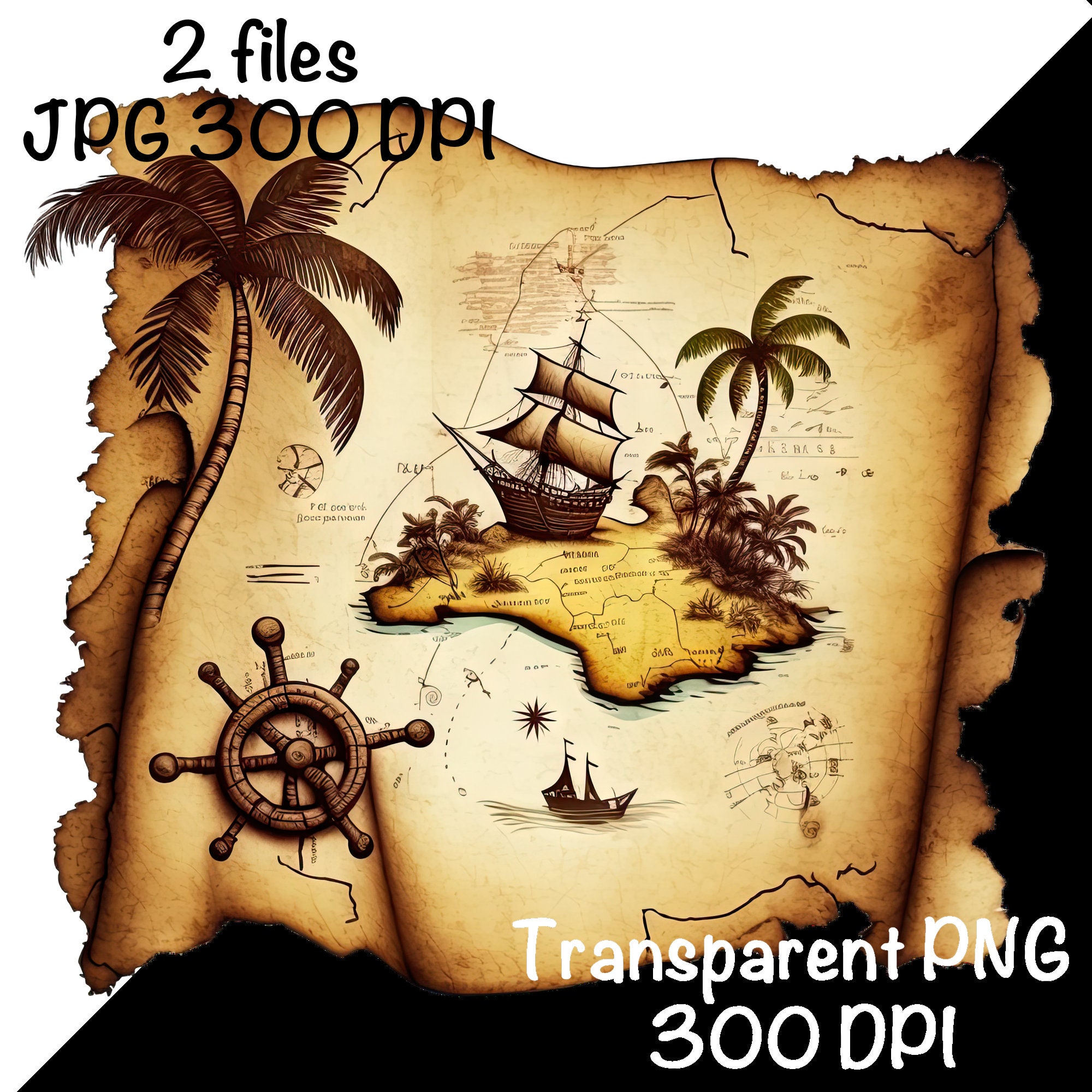 Treasure Map Clipart, Treasure Hunt PNG, Pirate Digital Clip Art ...