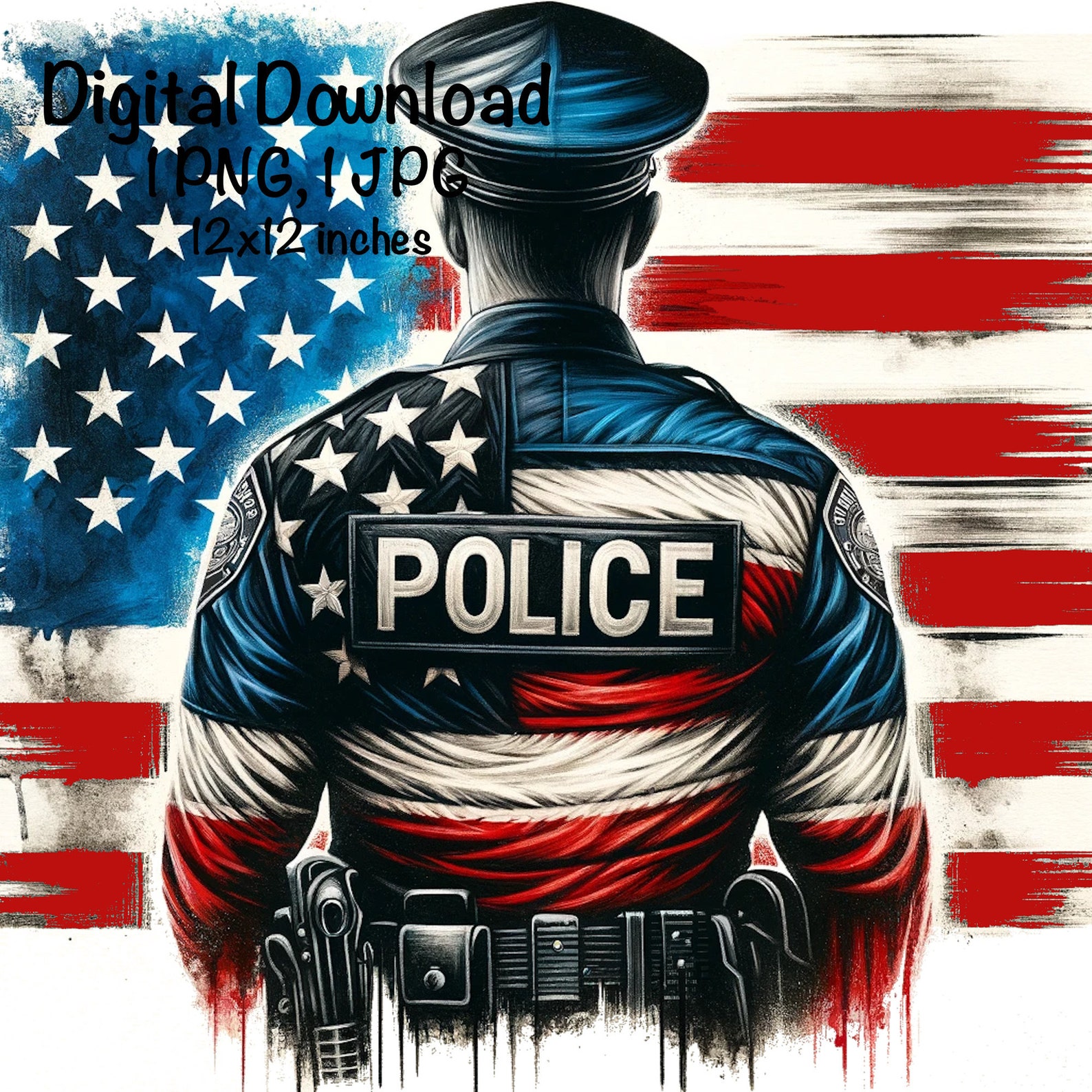 Policeman Flag PNG | Patriotic USA Police Officer Flag Clipart ...