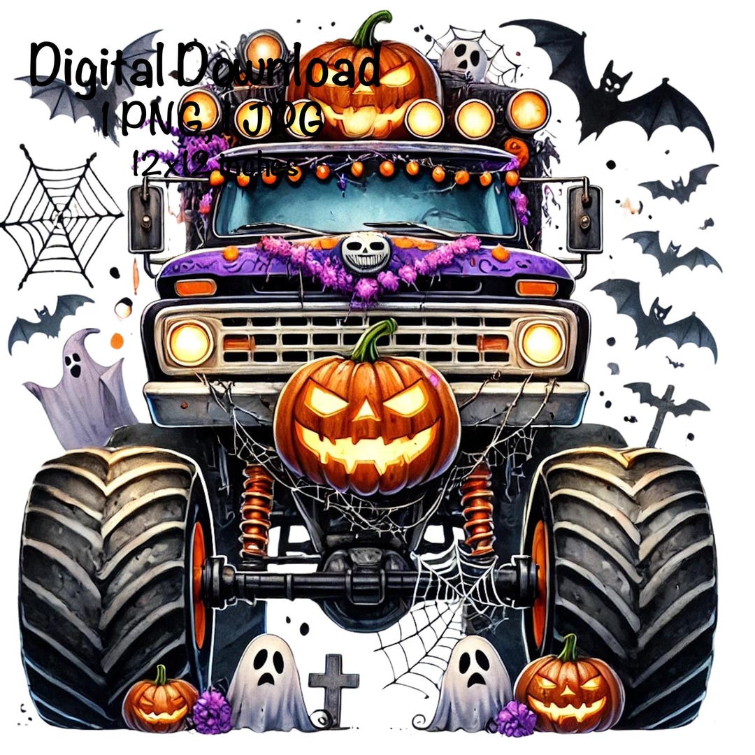Halloween Monster Truck PNG Spooky Truck Driver Vehicle Monster Truck ...