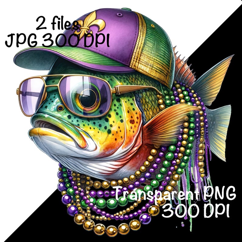 Funny Perca Fish PNG, Mardi Gras Perch Sublimation PNG, Perch ...