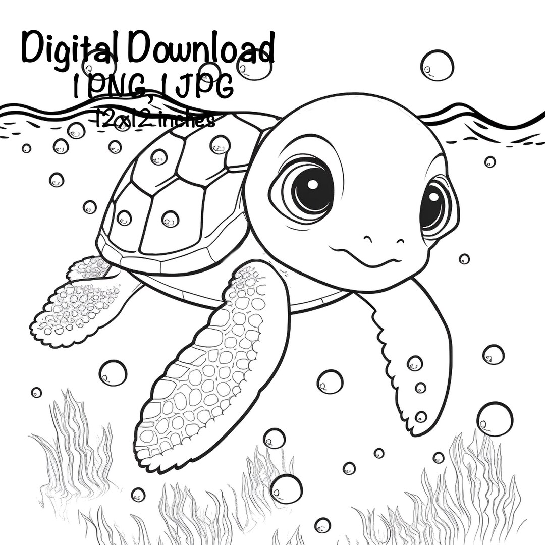 Sea Turtle, Cute Sea Turtle Laser Engraving Design, Ocean Animals Sea ...