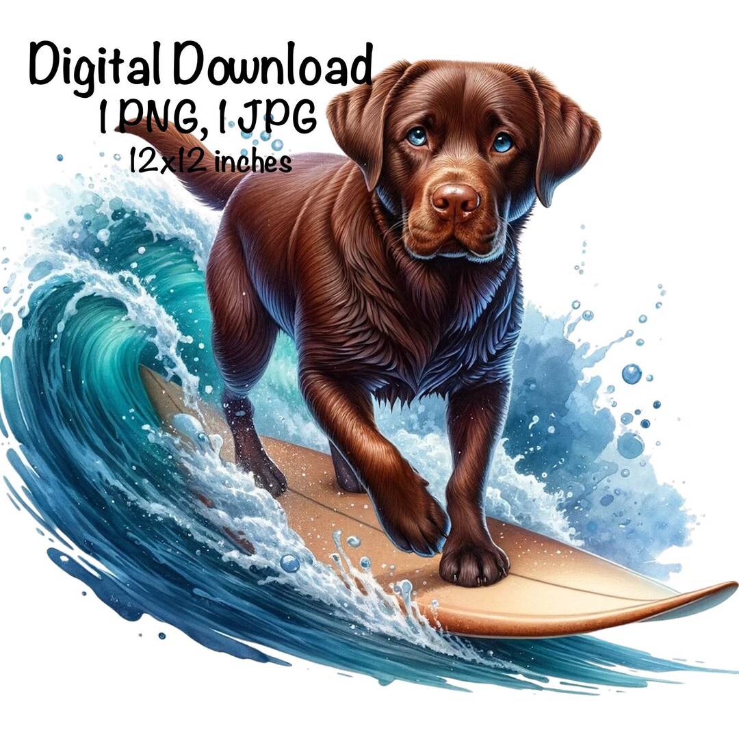 Surfing Labrador PNG, Surfer Sublimation, Cute Lab Surfing Labrador ...