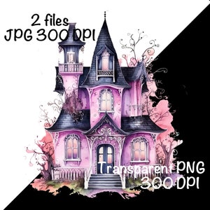 Pink Haunted House PNG, Pink Halloween Sublimation, Halloween Horror ...