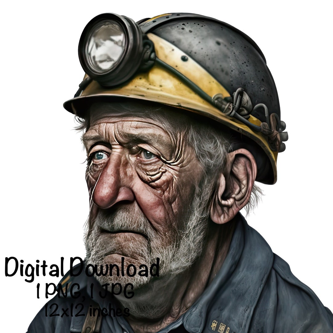 Coal Miner Watercolor, Old Man Coal Miner Clipart Miner Décor Coal ...