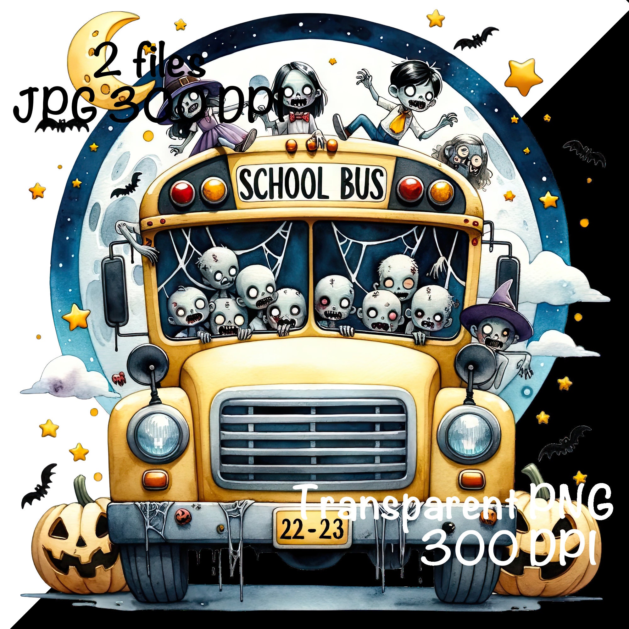 Halloween School Bus PNG Spooky School Bus Driver Vehicle Bus Clipart ...