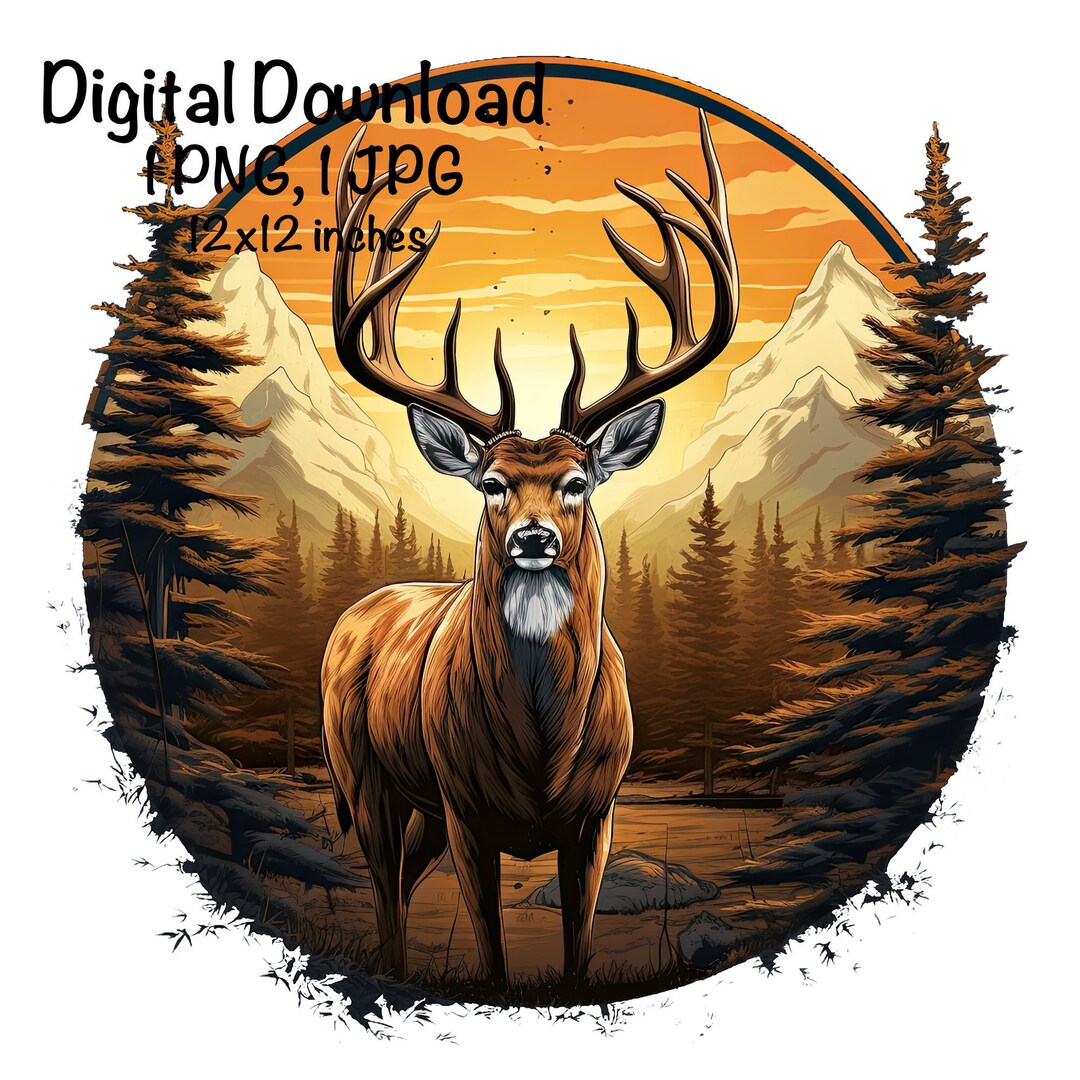Deer PNG Whitetail Deer Sublimation PNG Sunset Deer Sublimation ...