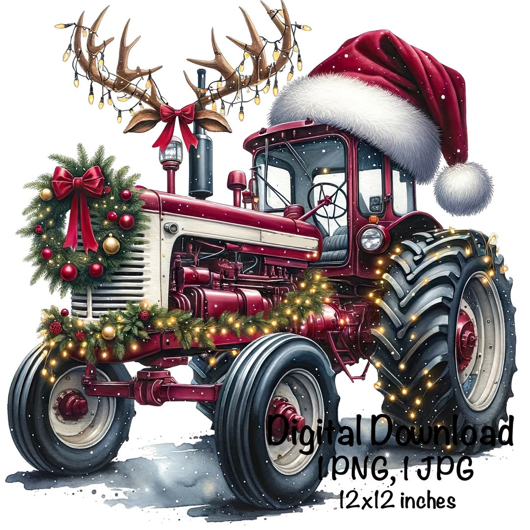 Merry Christmas Farm Tractor PNG Reindeer Tractor Farm Vehicle Boys ...