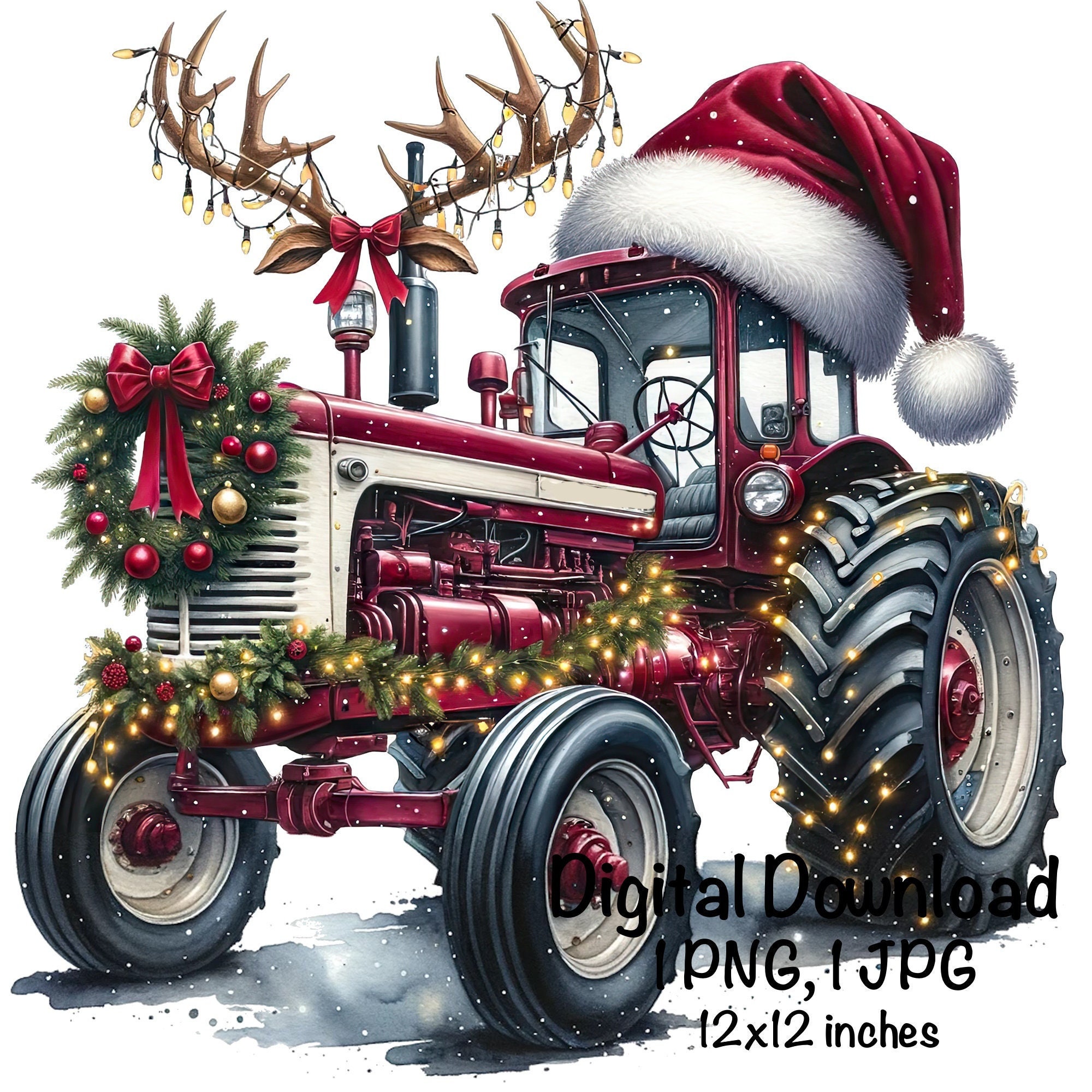Merry Christmas Farm Tractor PNG Reindeer Tractor Farm Vehicle Boys ...