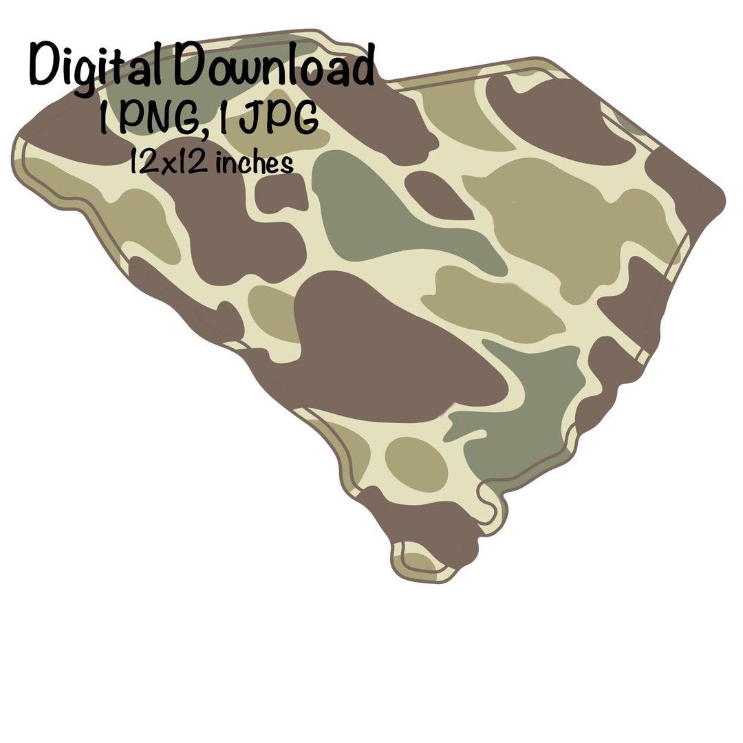 Camo South Carolina State Map PNG | SC Map Patch PNG | Hunting ...