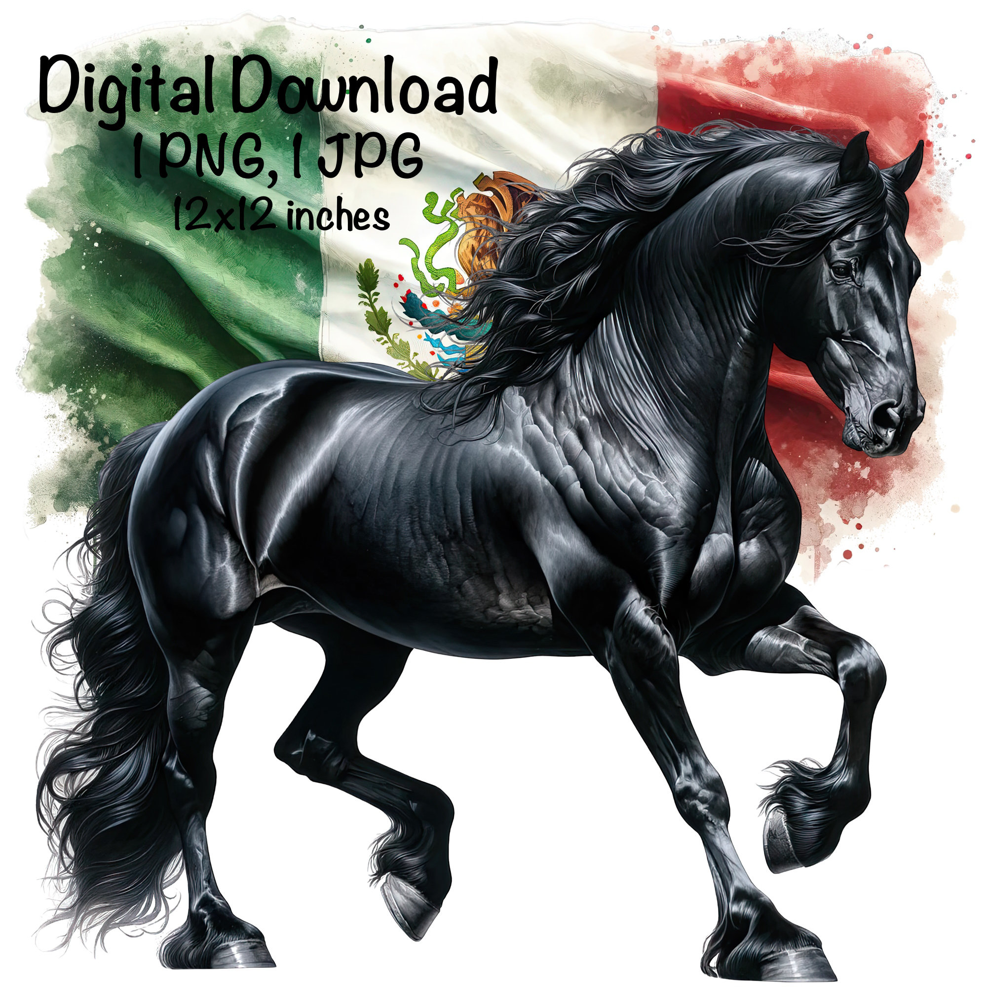 Mexican Mustang Horse PNG Horse Watercolor Clipart Mustang Mexico MX ...