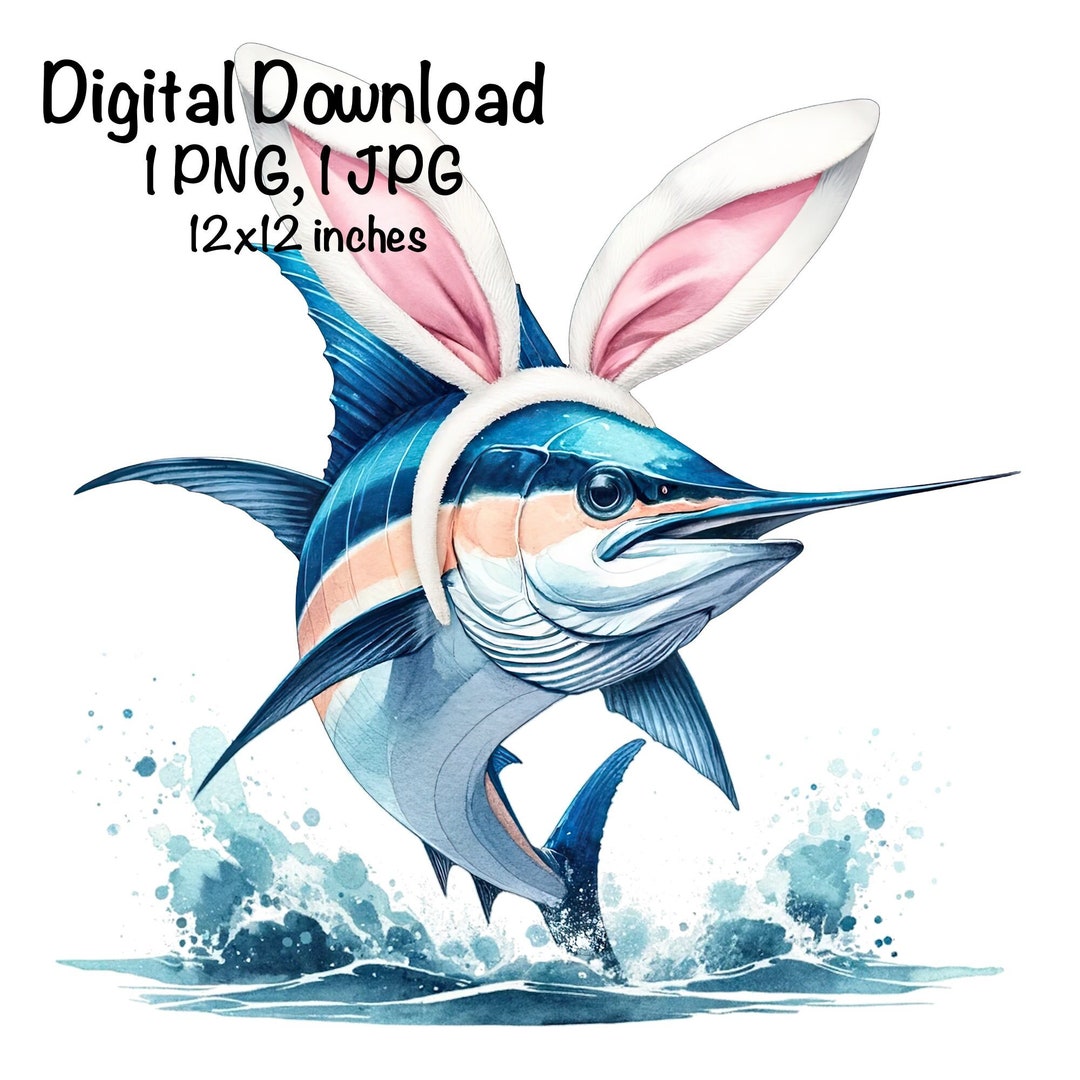 Funny Easter Blue Marlin Fish PNG, Saltwater Fish Clipart Marlin ...