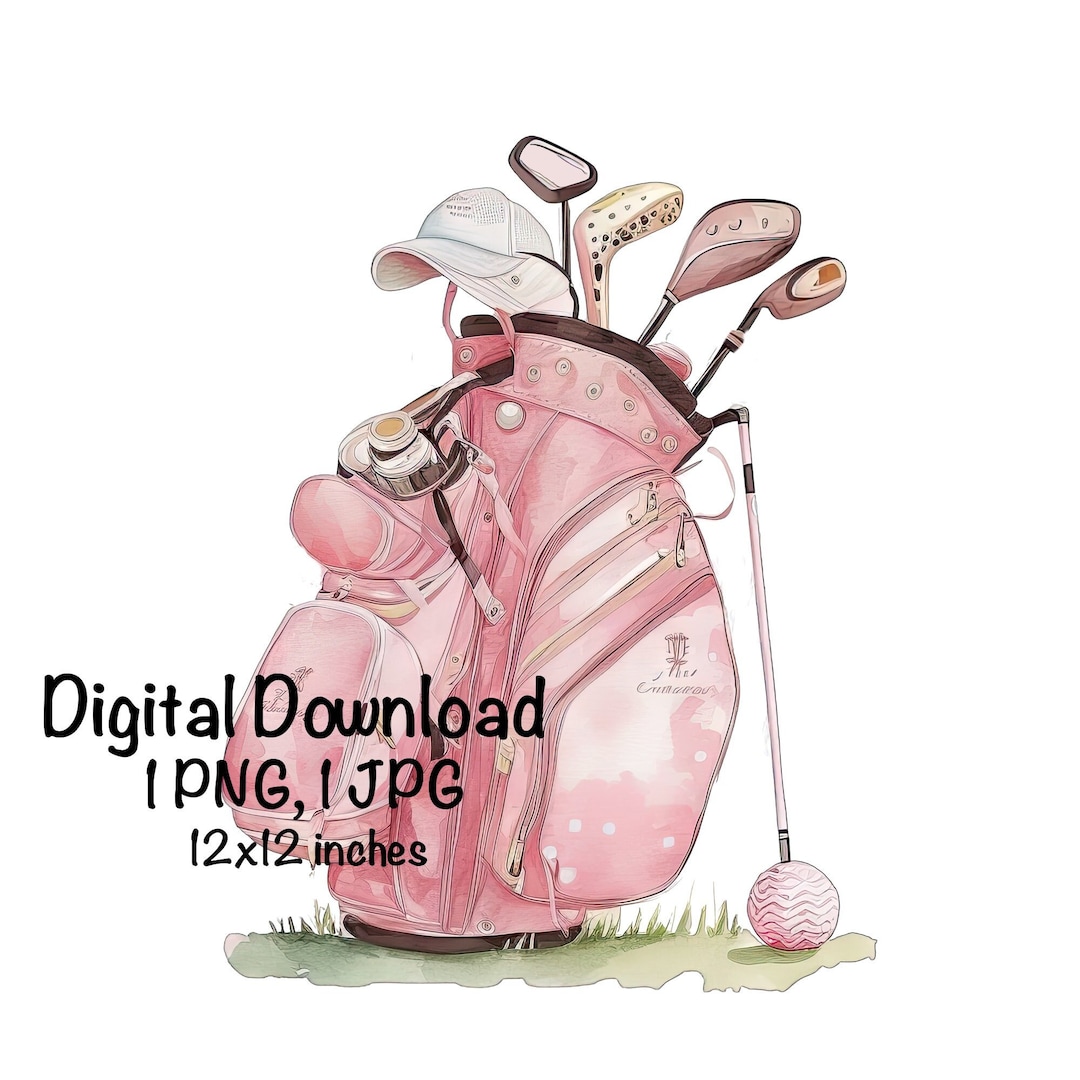 Golf Bag Watercolor Pink Golf Bag Sports Girl Clipart Nursery Golfer ...