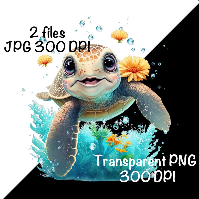 Sea Turtle Cute Sea Turtle Clipart Ocean Animals Sea Turtle - Etsy