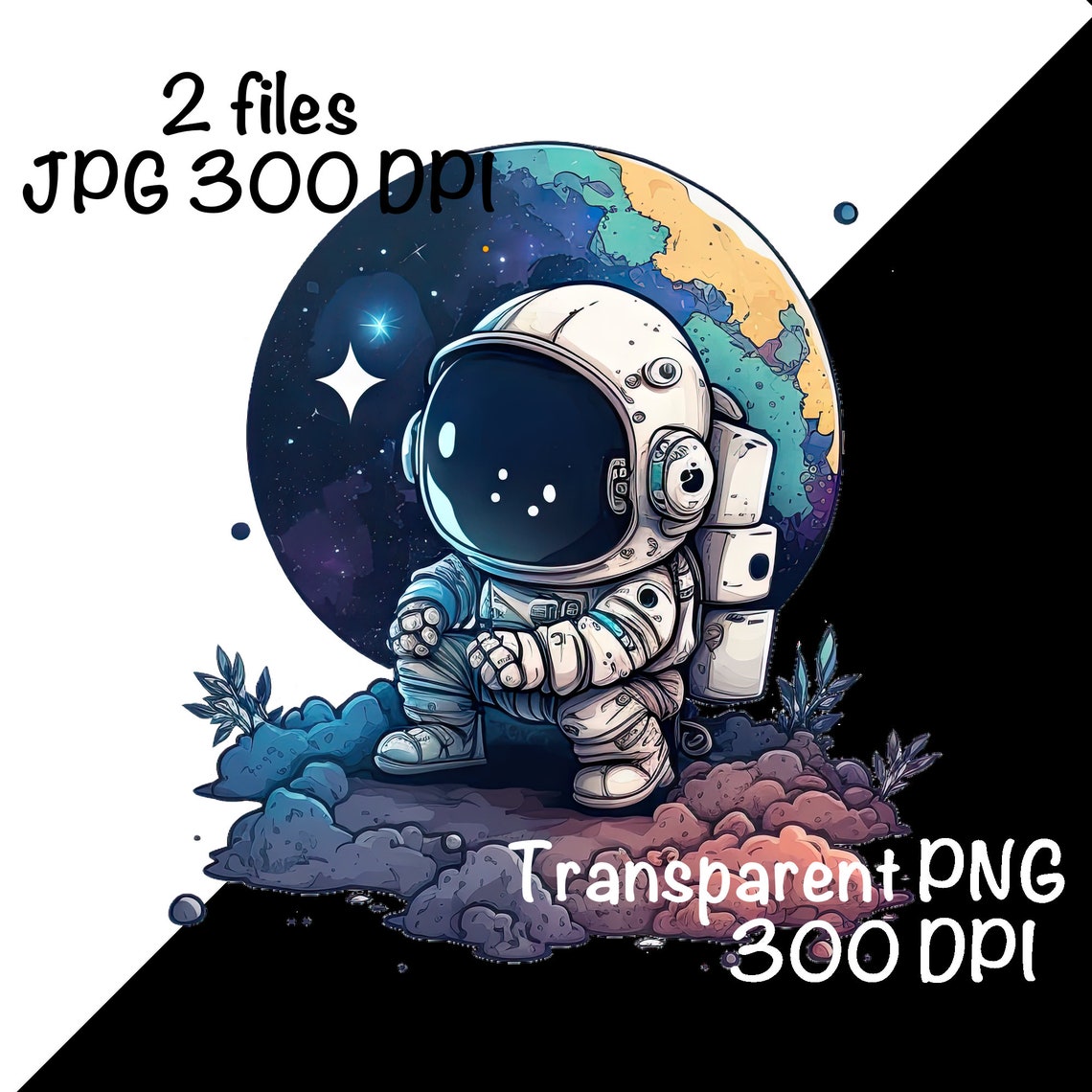 Space Astronaut Watercolor Clipart Outer Space Planets - Etsy