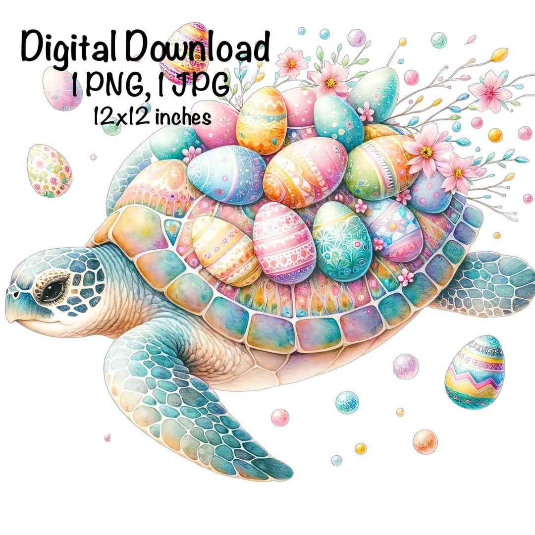 Easter Sea Turtle Sublimation PNG, Cute Sea Turtle Clipart, Ocean ...