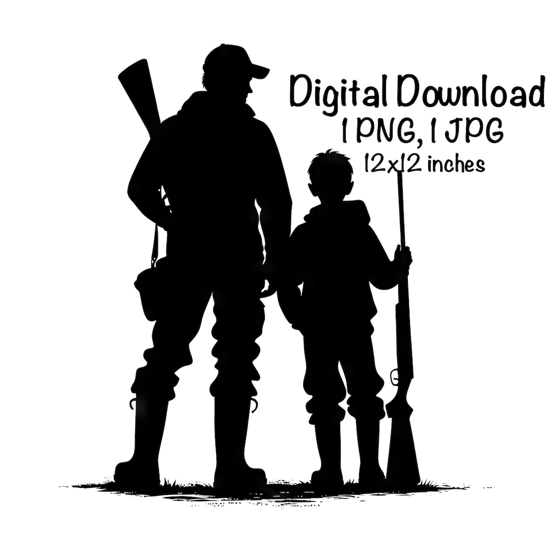 Hunting Father & Sons SVG Silhouette Duck Hunting Family Clipart Father Son PNG Commercial Use ...
