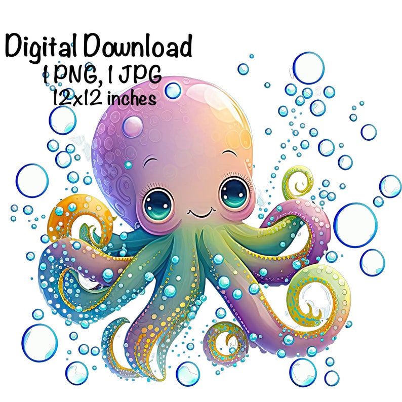 Cute Octopus PNG Clipart Ocean Animals Sea Octopus PNG - Etsy