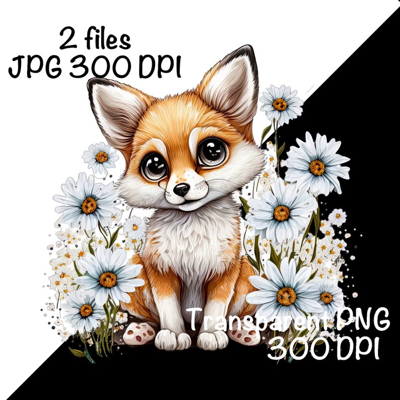 Fox Cute Fox Clipart Forest Animals Fox PNG Fox and Daisy - Etsy
