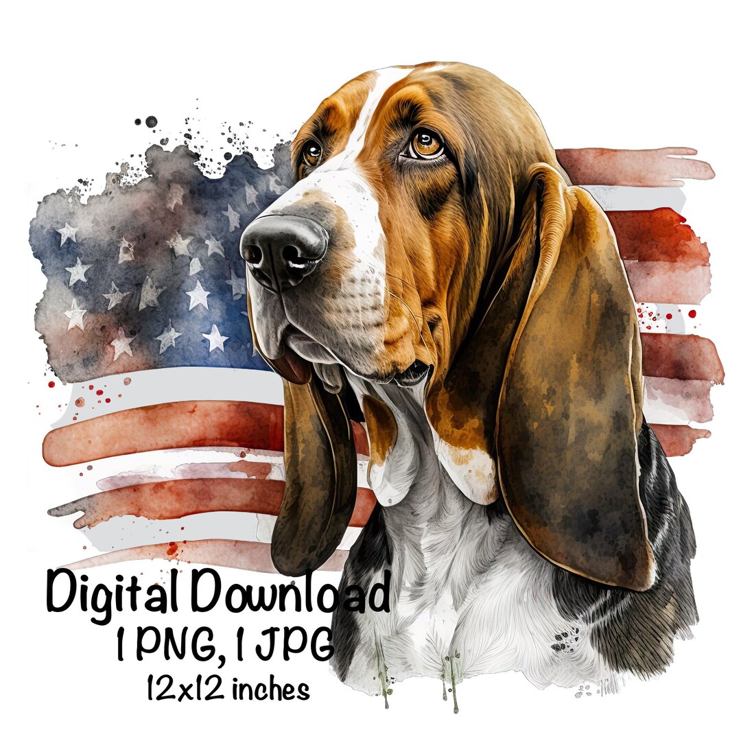Bassett Hound Dog Flag PNG Patriotic USA Dog Flag Clipart American Dog ...
