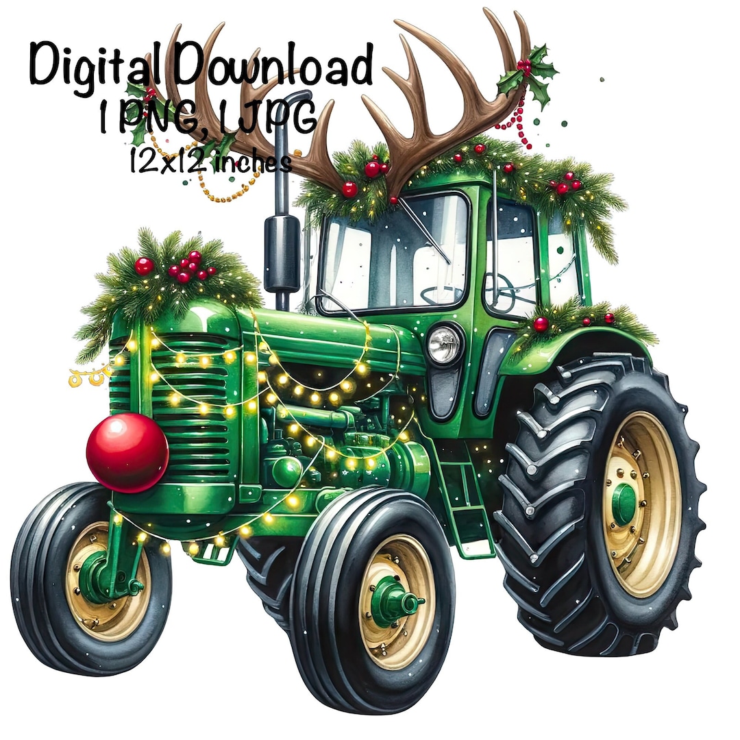 Merry Christmas Farm Tractor PNG Reindeer Tractor Farm Vehicle Boys ...