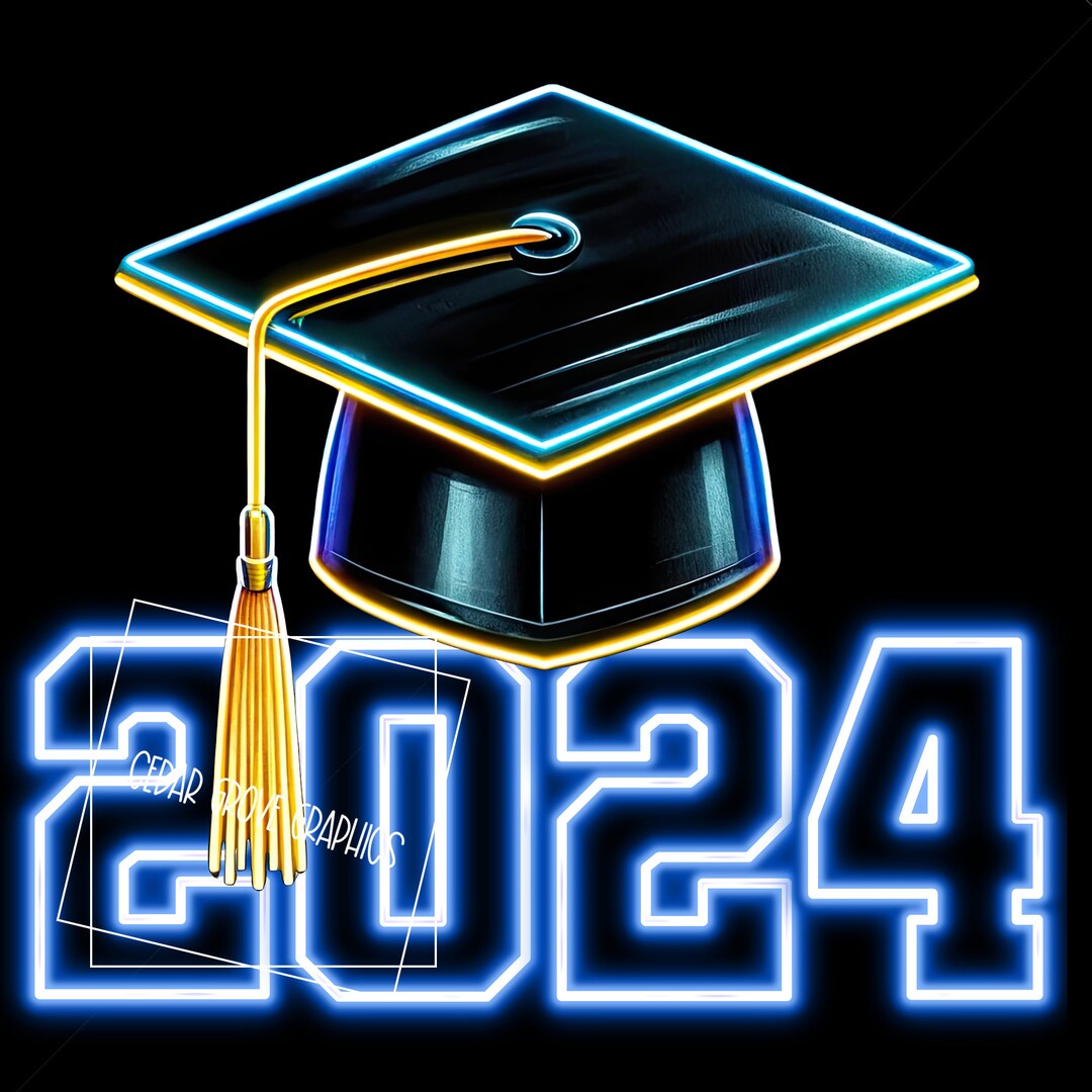 Neon Graduation Cap 2024 PNG | College High School Graduation ...