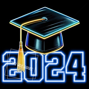 Neon Graduation Cap 2024 PNG | College High School Graduation ...