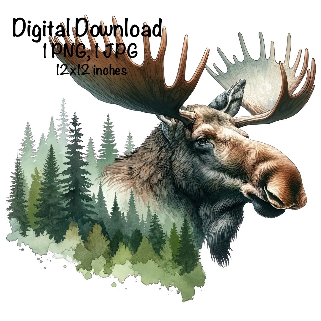 Moose Sublimation Hunting PNG Wildlife Moose PNG Commercial Use Hunter ...