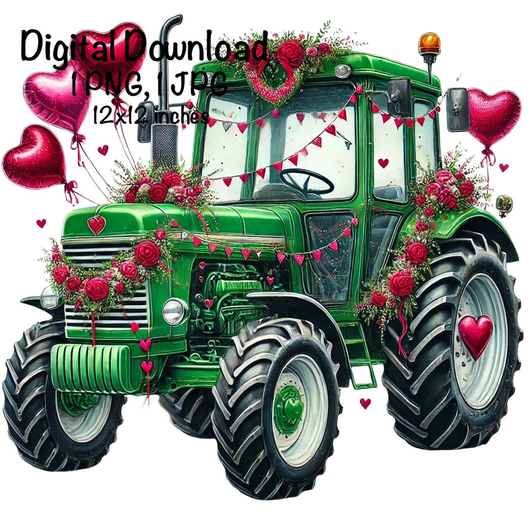 Valentine Green Tractor Farm Tractor Sublimation, Boys Hearts Love ...