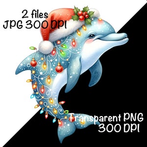 Dolphin PNG, Christmas Sea Dolphin Clipart, Ocean Animals Reindeer ...