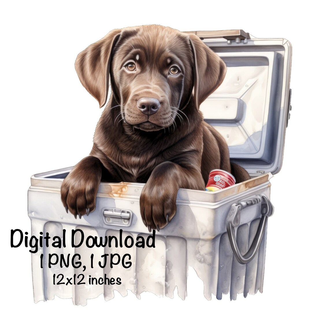 Cute Labrador PNG Sublimation Cute Lab in a Cooler Png Chocolate ...