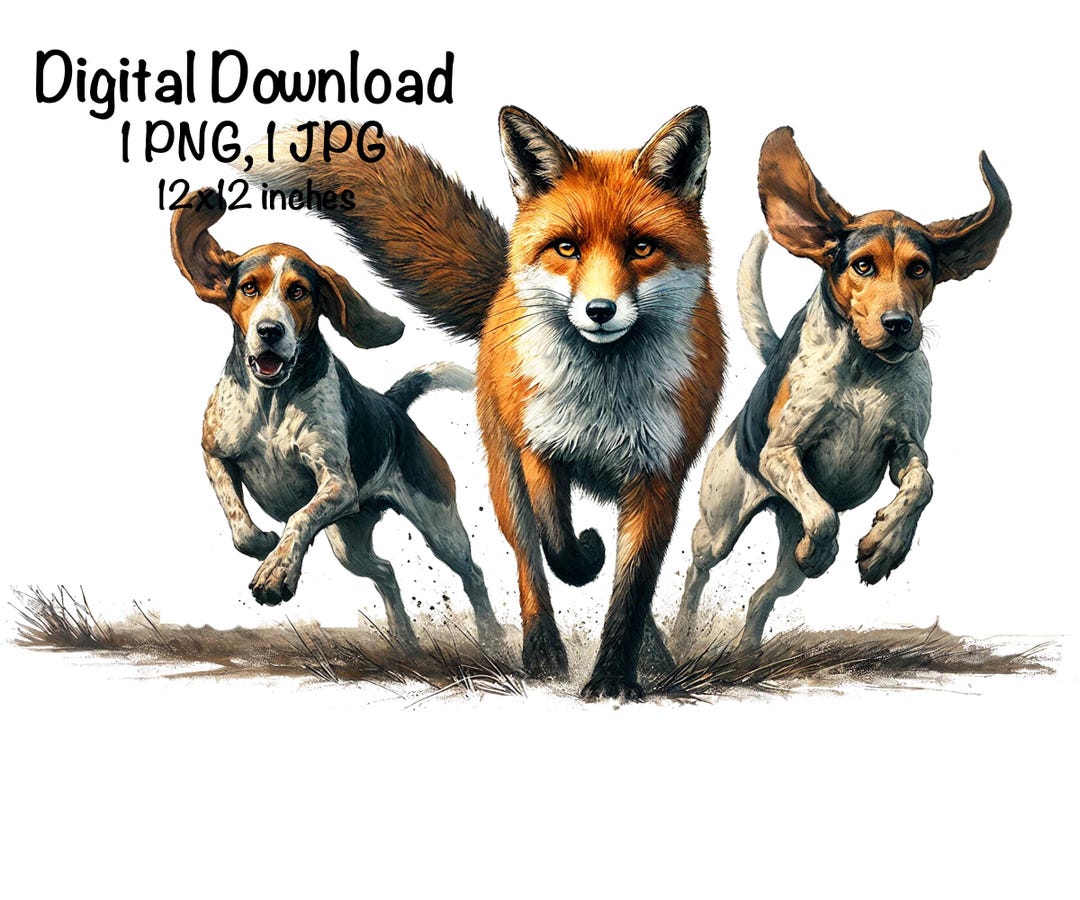 Walker Hunting Dog PNG, Red Fox Hunting Sublimation, Coonhound Dog ...