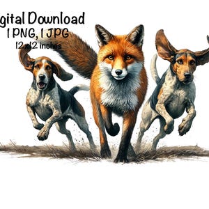 Walker Hunting Dog PNG, Red Fox Hunting Sublimation, Coonhound Dog ...