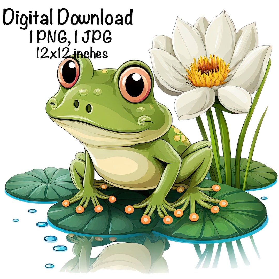 Frog, Cute Frog Clipart, Woods Forest Animals Frog PNG, Frog Daisy ...