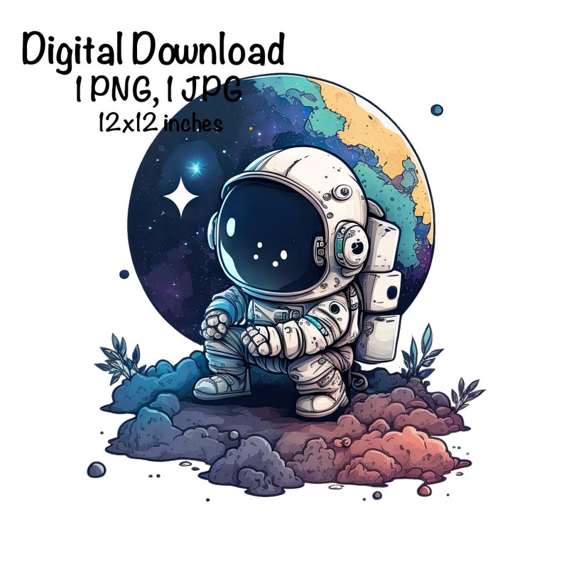 Space Astronaut Watercolor Clipart Outer Space Planets - Etsy