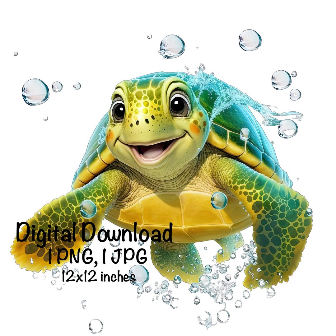 Sea Turtle Clipart Cute Sea Turtle High Quality Digital Paper Crafting ...