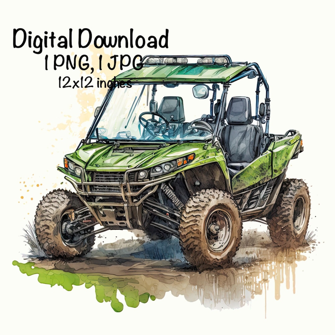 UTV Watercolor, Green Utility Task Vehicle Boys Clipart Off-road ...