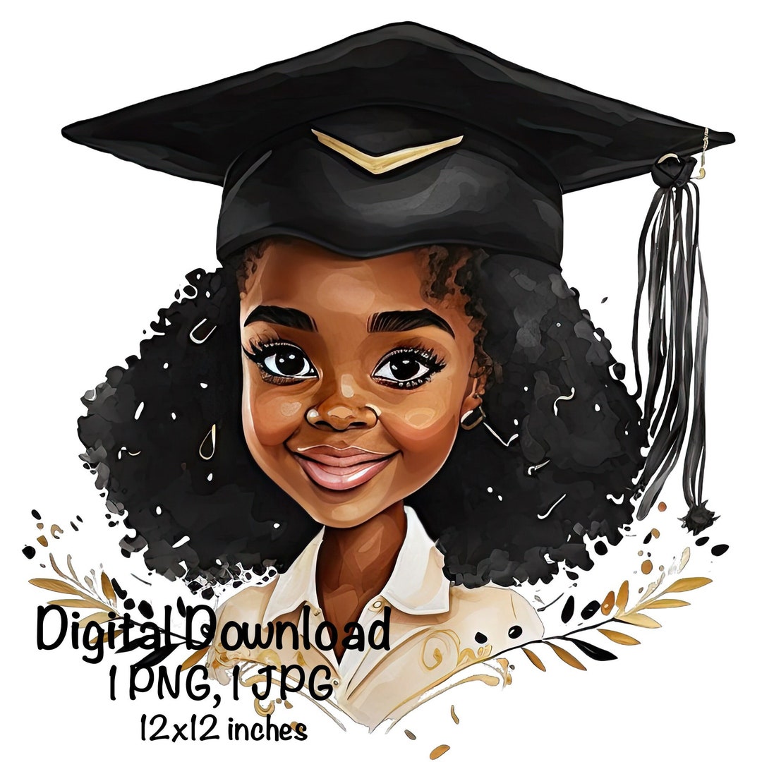 Gold Graduation Graduate Clipart Fashion Girl Black Girl Grad PNG ...
