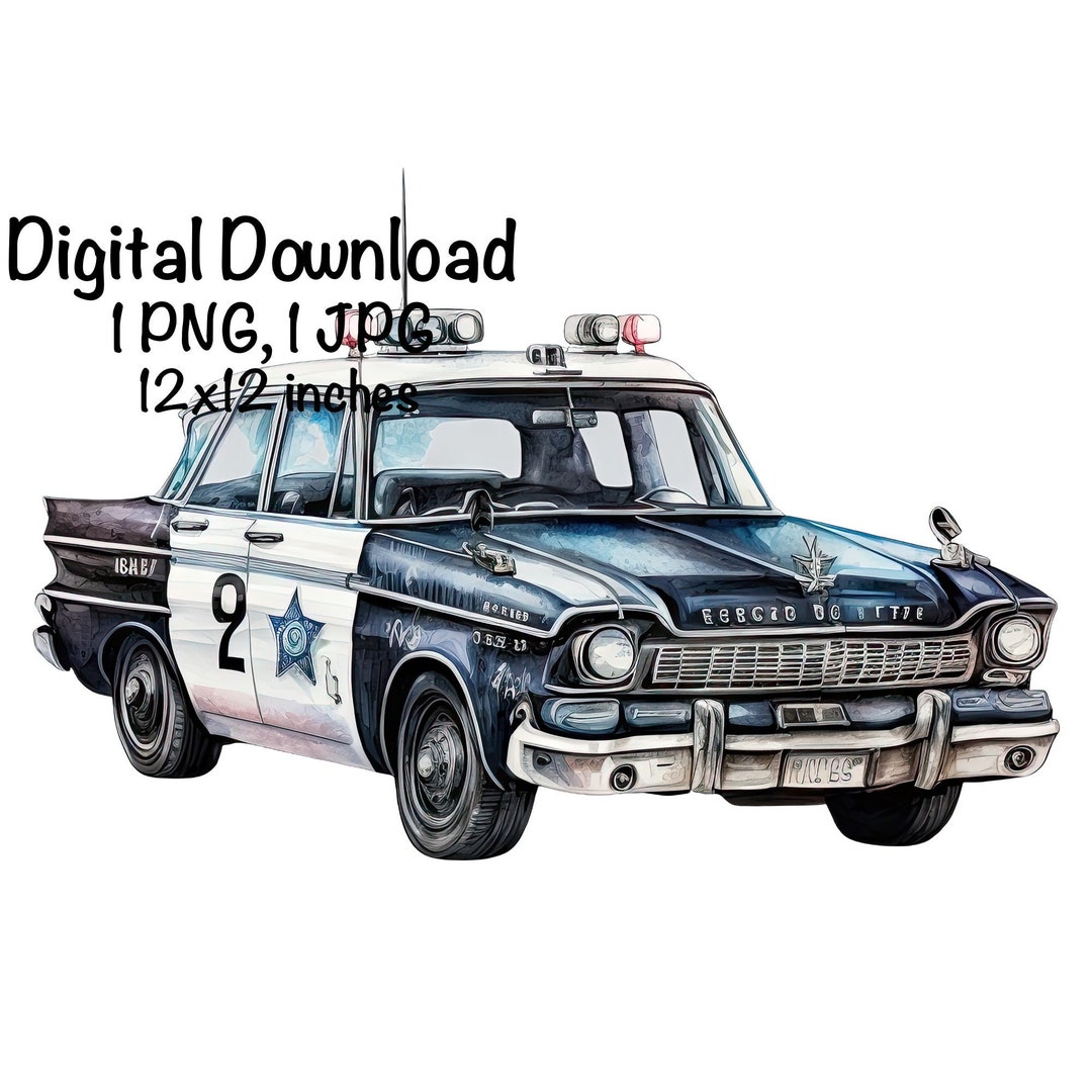 Police Car Watercolor Police Car Boys Clipart Sublimination Police ...