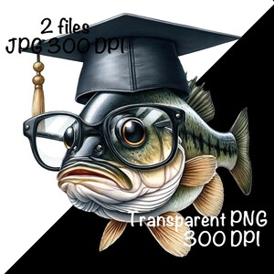 Graduation Cap Bass Fish Watercolor Png, College High School Graduation ...