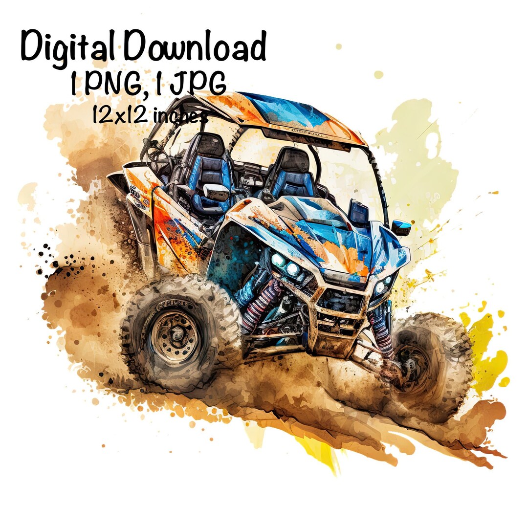 UTV Watercolor, Blue Utility Task Vehicle Boys Clipart Off-road ...