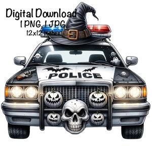 Halloween Police Car PNG Spooky Police Car Driver Policeman Clipart ...