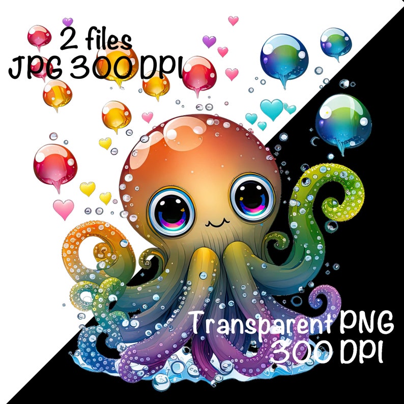 Cute Octopus PNG Clipart Ocean Animals Sea Octopus PNG - Etsy