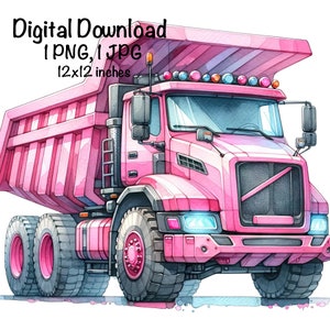Pink Dump Truck Sublimation, Construction Dump Truck Girl Clipart, Big ...