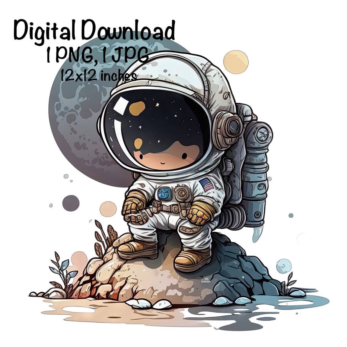 Space Astronaut Watercolor Clipart Outer Space Planets - Etsy