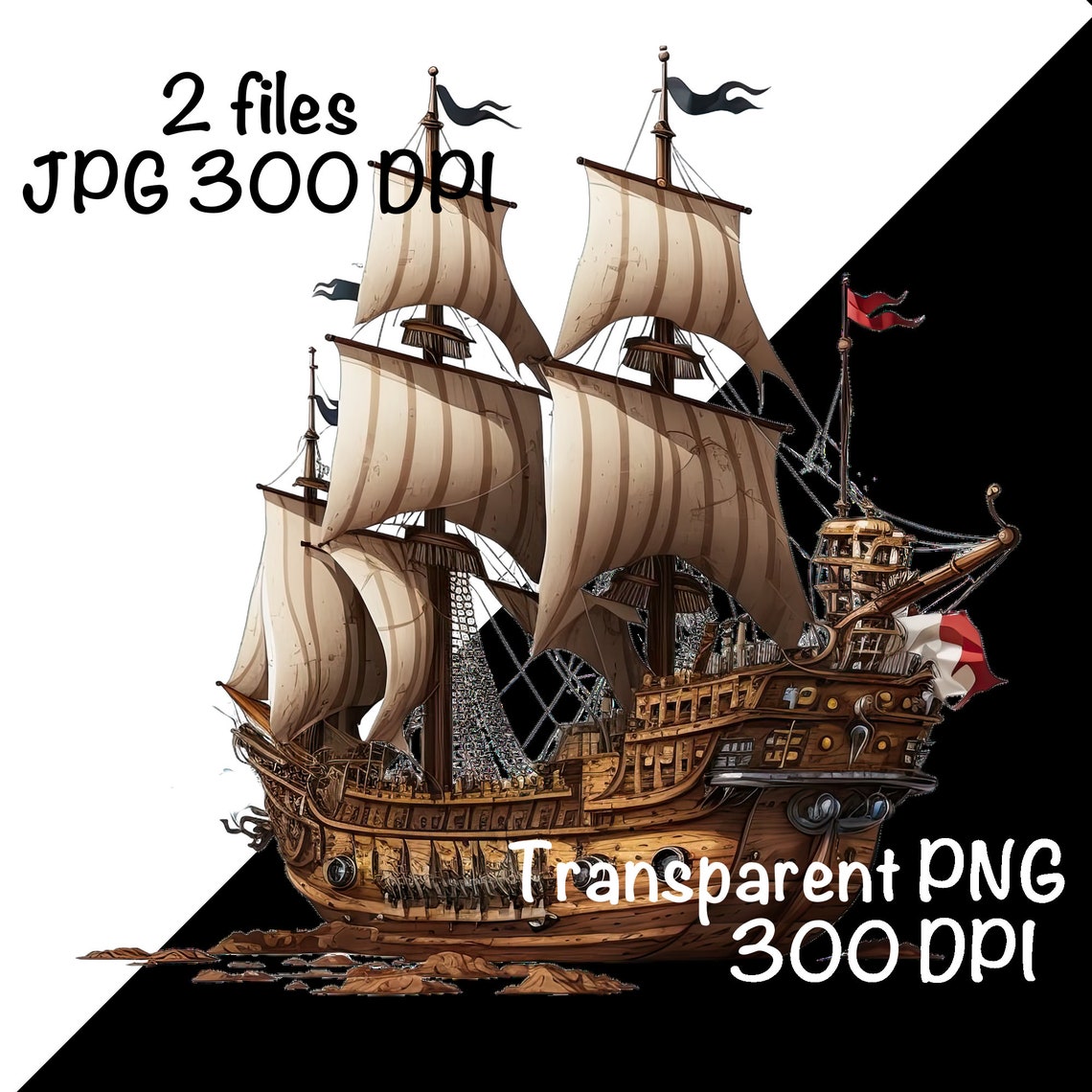 Pirate Ship Clipart Pirate Ship PNG Pirate Digital Clip Art - Etsy